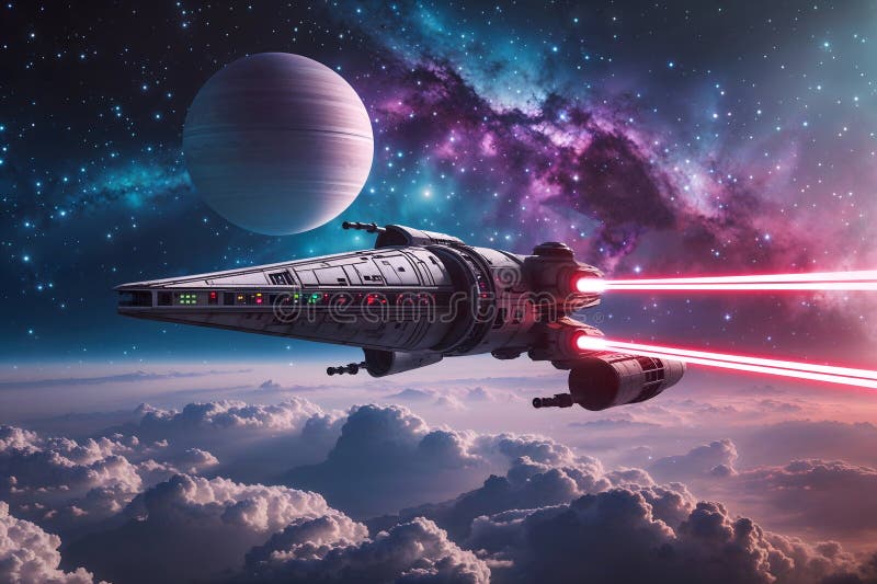 Star Wars. the Spaceship is Shooting Back at Other Starships Stock ...