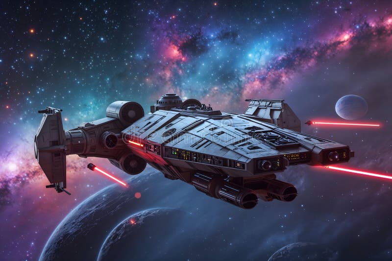 Star Wars. the Spaceship is Shooting Back at Other Starships Stock ...