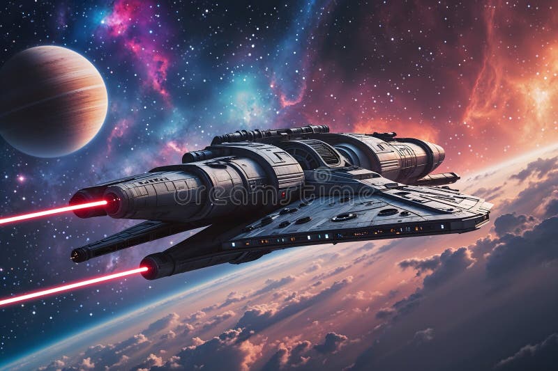 Star Wars. the Spaceship is Shooting Back at Other Starships Stock ...