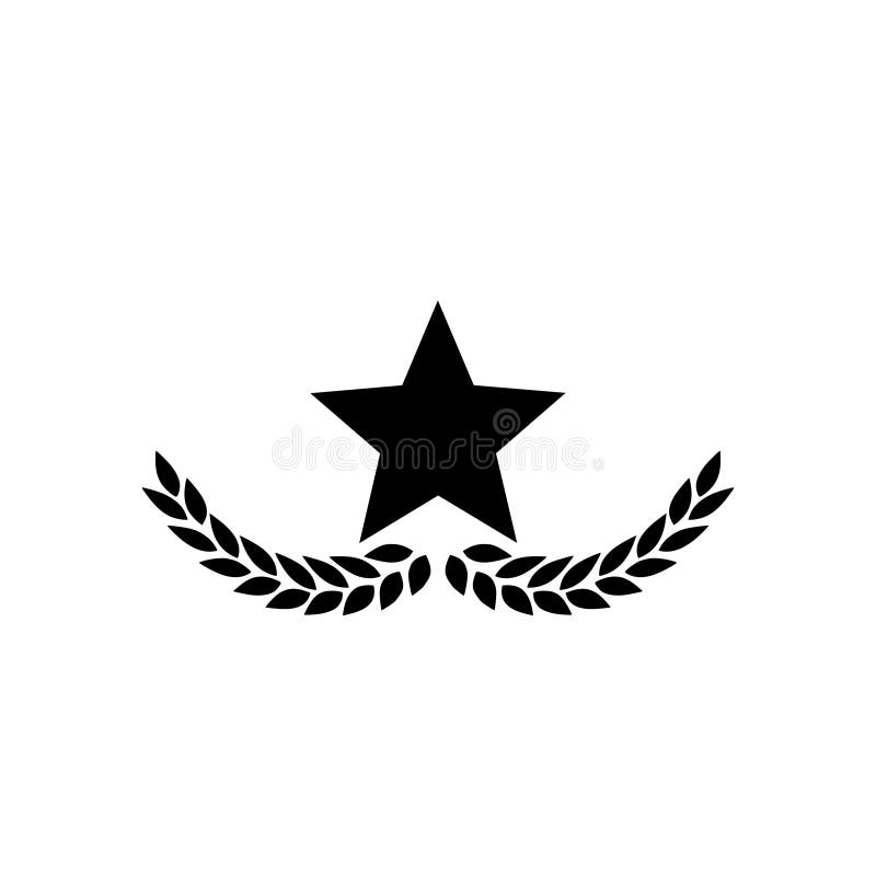 Star with Win Laurel Icon Isolated on White Background Stock Vector ...
