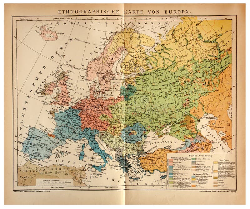 Stara Etnograficzna Mapa Europa Obraz Editorial - Obraz złożonej z ...