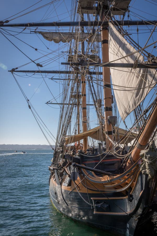 Starboard Side of Historic Sailing Ship Stock Image - Image of nautical ...