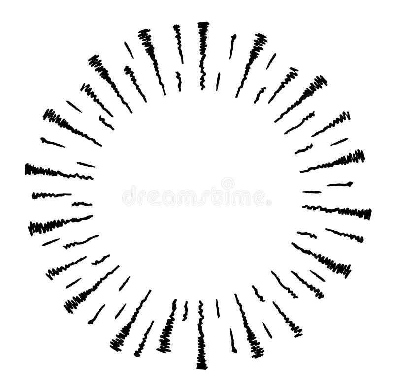 Starburst Doodle Design Element. Sunburst Frames Sketch Illustration ...