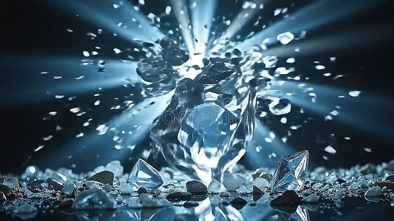 Starburst Dramatic Beam Lines Rotate Behind a Suspended Crystal ...