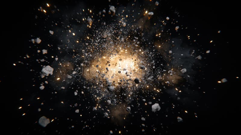 A Starburst Explosion with White and Gold Particles. Stock Photo ...