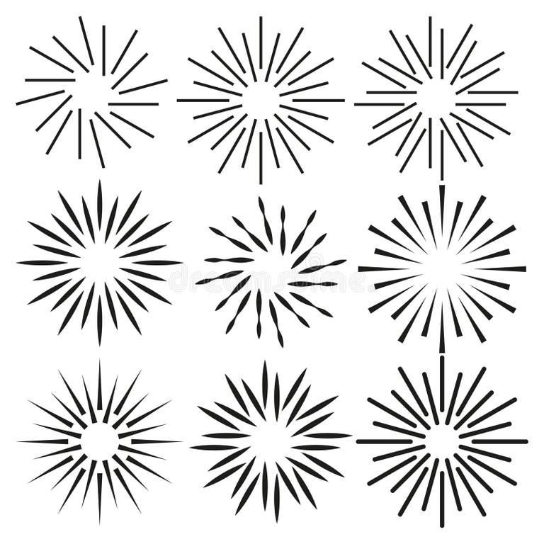 Starburst Icon Set. Black Radial Patterns. Vector Illustration Stock ...