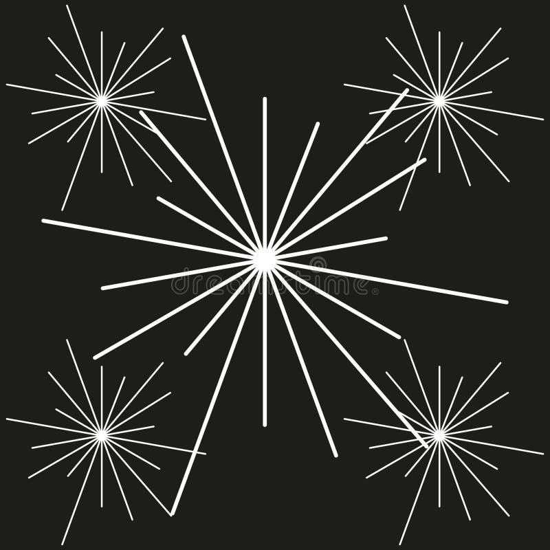 Starburst Light Rays. White Linear Shapes. Black Background Contrast ...