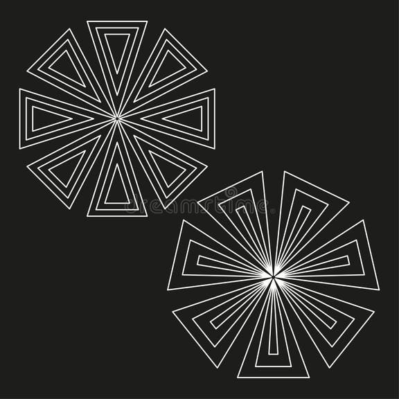 Starburst Pattern Vector. Abstract Radial Icon. Black and White ...