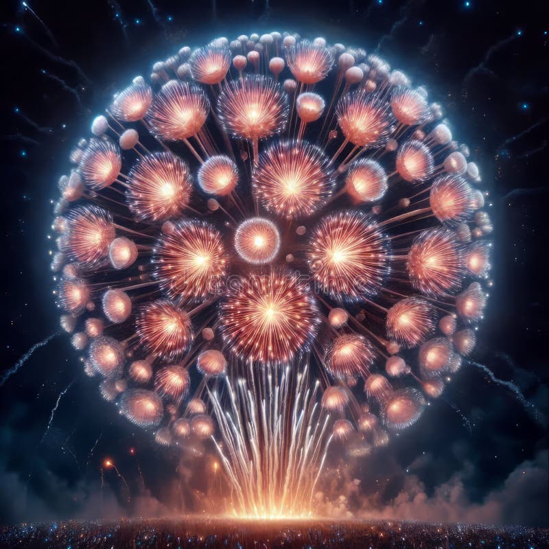 28 86. Starburst Shells_ Large, Spherical Fireworks Th Stock ...