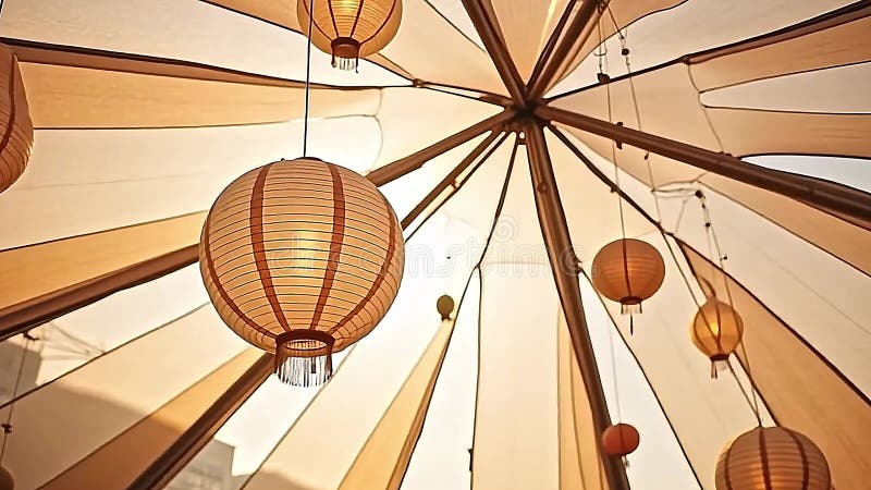 Starburst Soft Wave Pattern Behind Hanging Paper Lanterns Generative AI ...