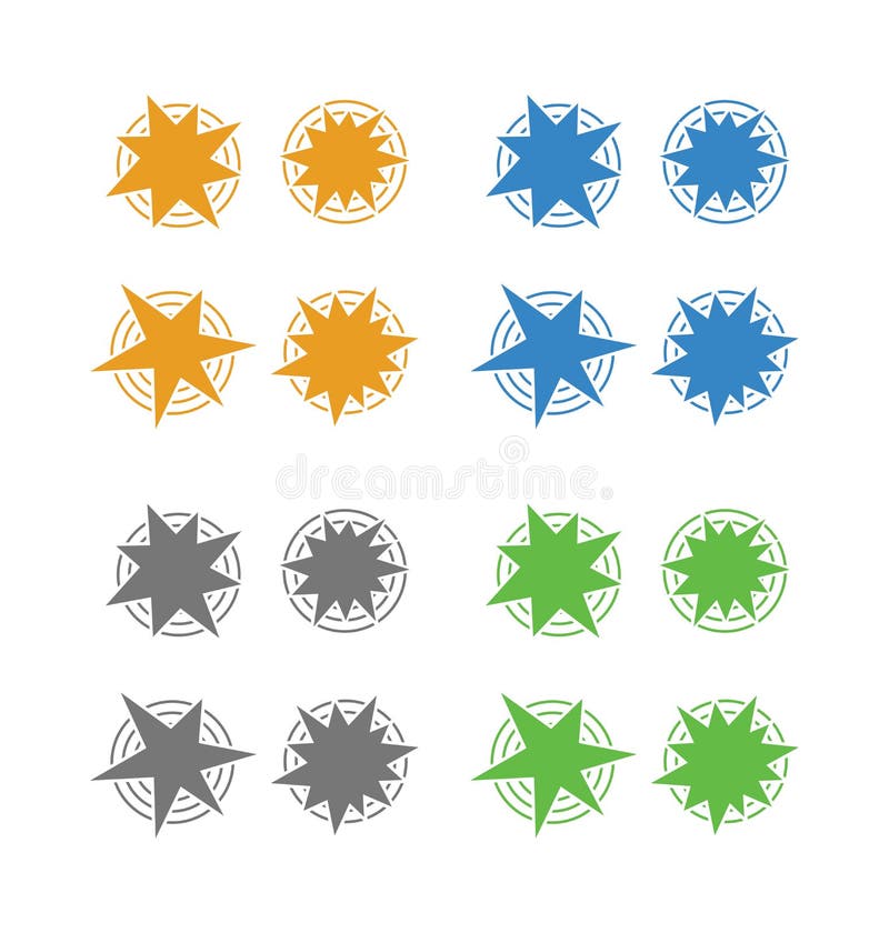 Starburst Splash Star Icon Set Stock Vector - Illustration of blank ...