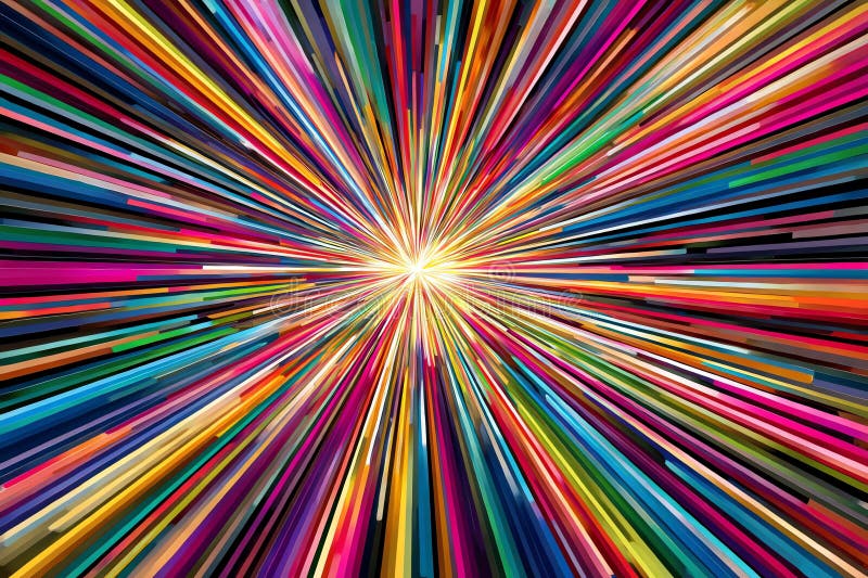 Starburst of Vibrant Abstract Colorful Lines Stock Illustration ...