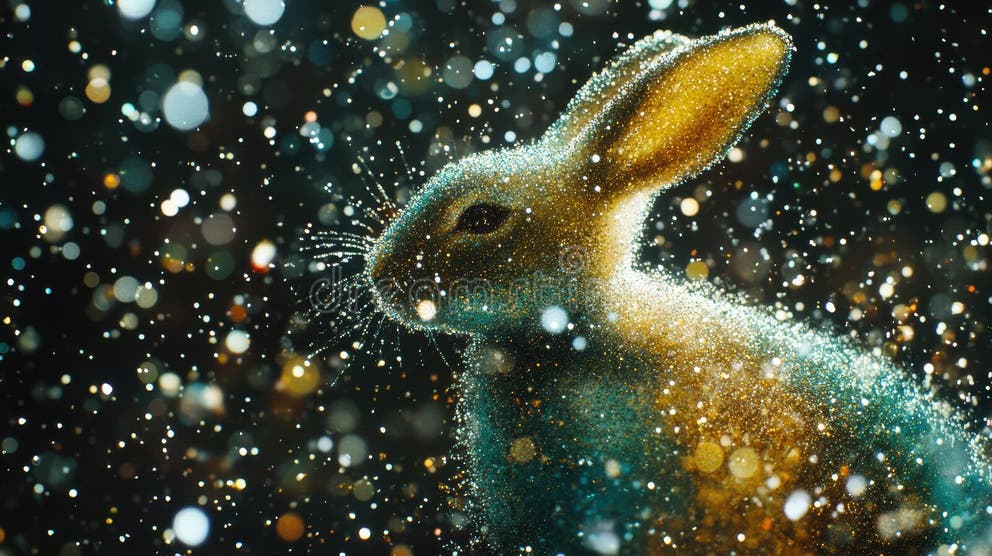 Stardust Hare a Celestial Rabbit Sparkle Stock Image - Image of bokeh ...