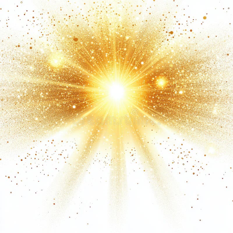 Stardust Light Effect with Sun and Rays on a White Background, Vector ...