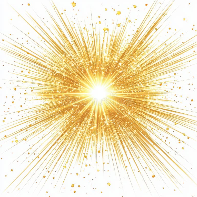 Stardust Light Effect with Sun and Rays on a White Background, Vector ...