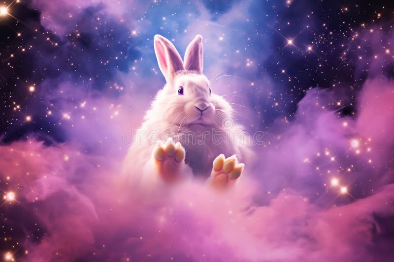 Stardust Rabbit Foot Fantasy Sky Night Gazing Stock Illustration ...