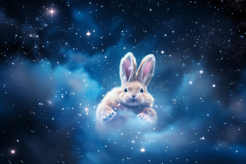 Stardust Rabbit Foot Fantasy Sky Night Gazing Stock Illustration ...