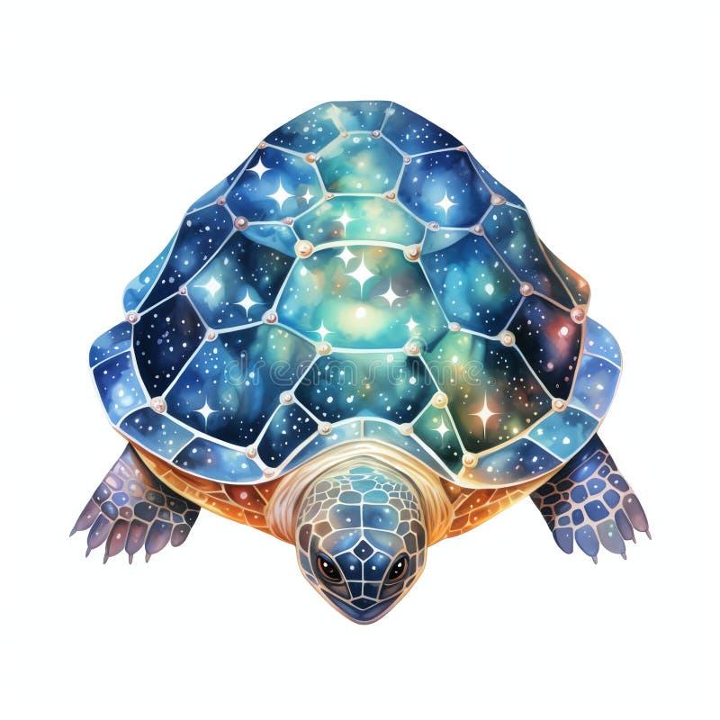 Stardust Turtle Shell Fantasy Sky Night Gazing Watercolor Stock ...