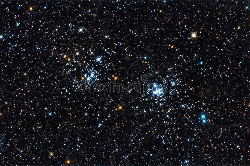 Starfield. a Double Star Cluster in Perseus Stock Photo - Image of ...