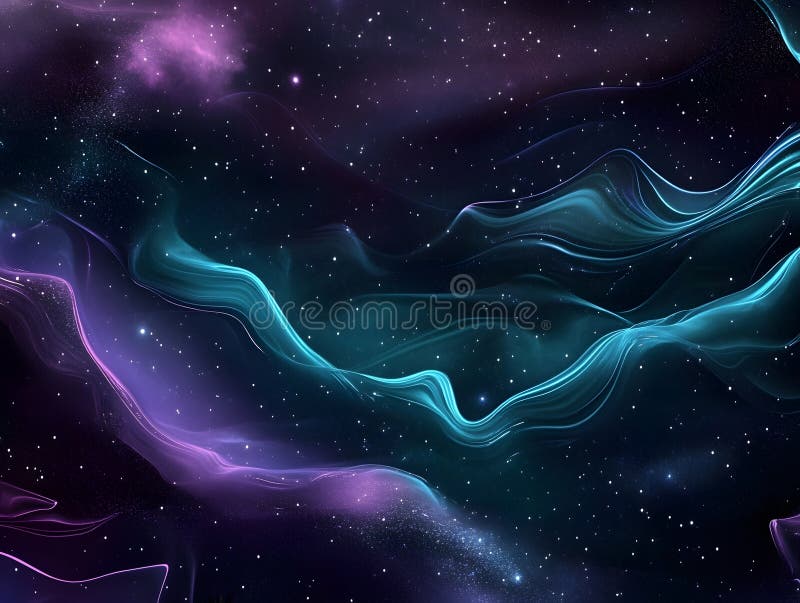 Starfield Sparkles with Glowing Dust Clouds, Wave Patterns Blending ...