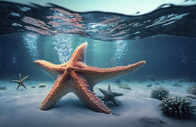 Starfish on the Beach in the Sea. Stock Photo - Image of wave, tropical ...