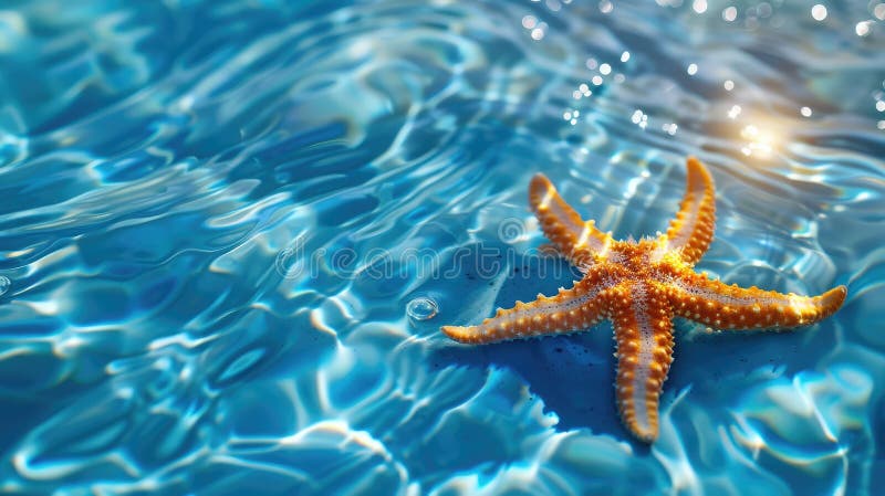 Starfish in Blue Water with Light Reflection Stock Image - Image of ...