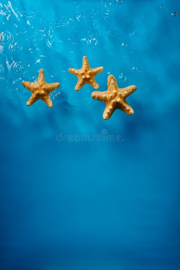 Starfish in Bright Blue Ocean Water with Waves and Bubbles Stock Image ...