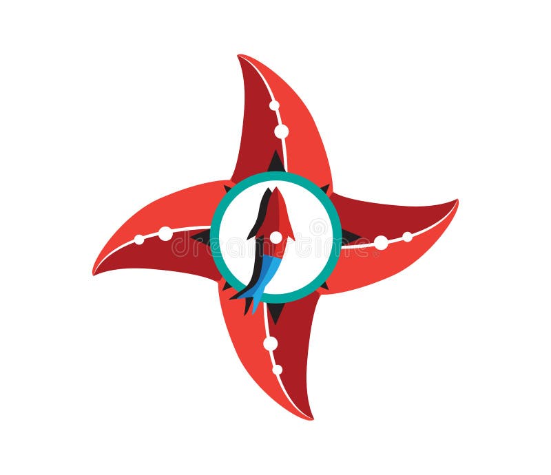 Starfish with Compass Concept Design Stock Vector - Illustration of ...