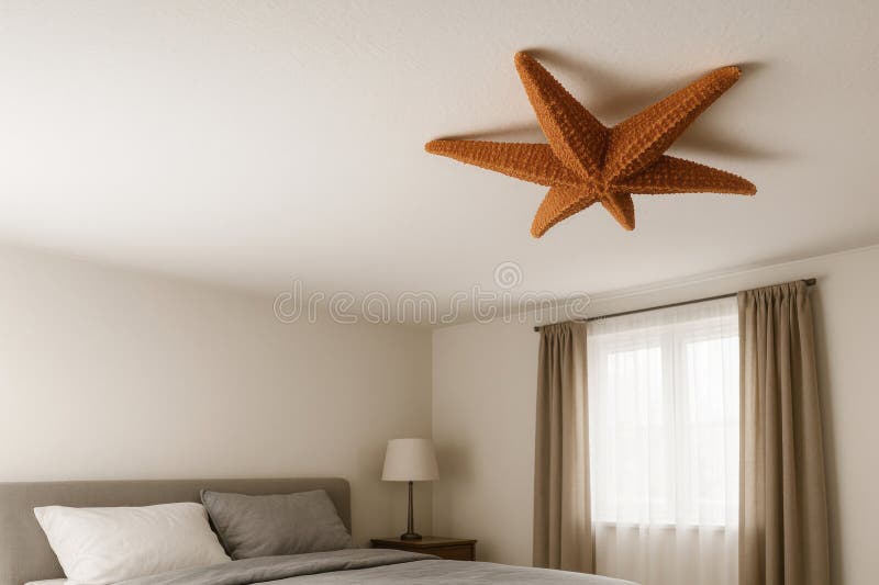A Starfish Crawling on the Ceiling of the Bedroom. Space for Text ...