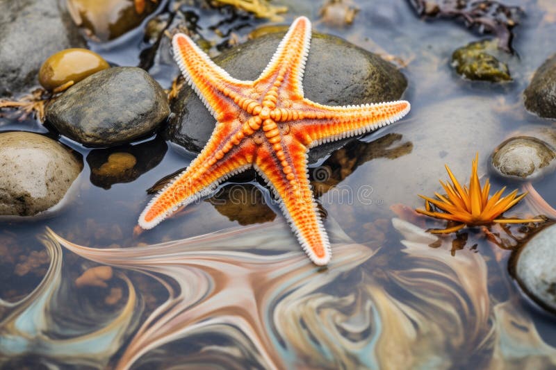 Starfish Lying Near the Reflective Surface of a Tide Pool Stock Image ...
