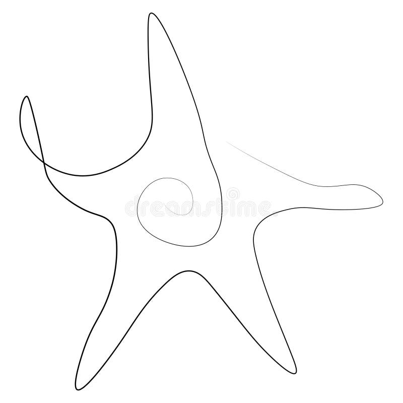 Sea Starfish. Continuous One Line Drawing of Underwater Star Fish in ...