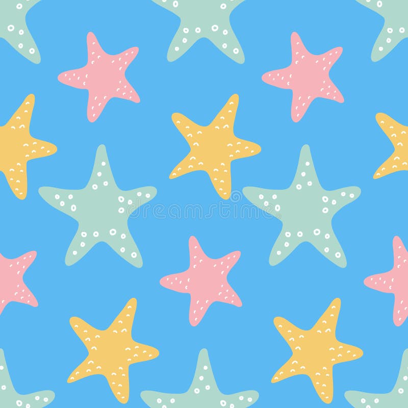 Starfish Pastel Color Seamless Pattern for Nautical Design Stock ...