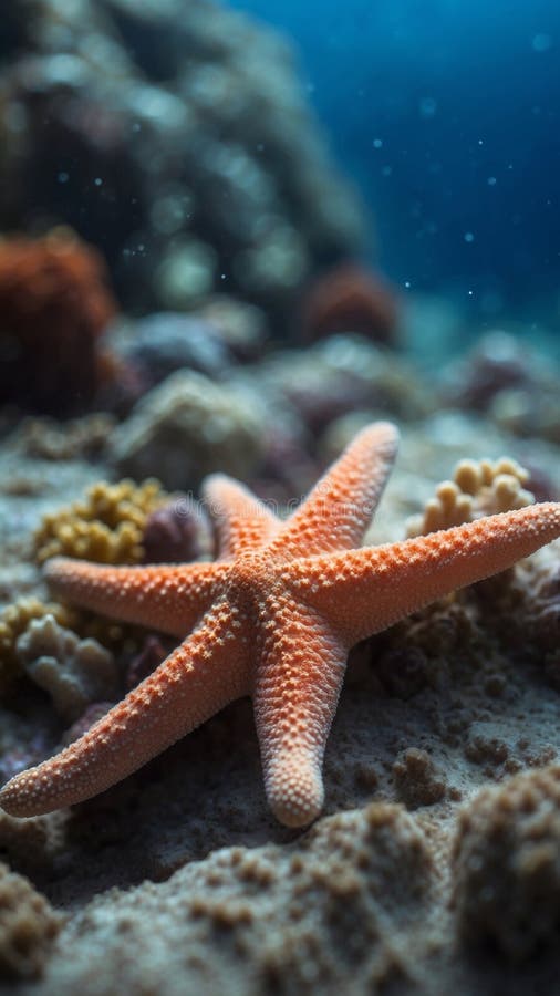 Starfish Resting on Coral Reef in Blue Water. Stock Photo - Image of ...