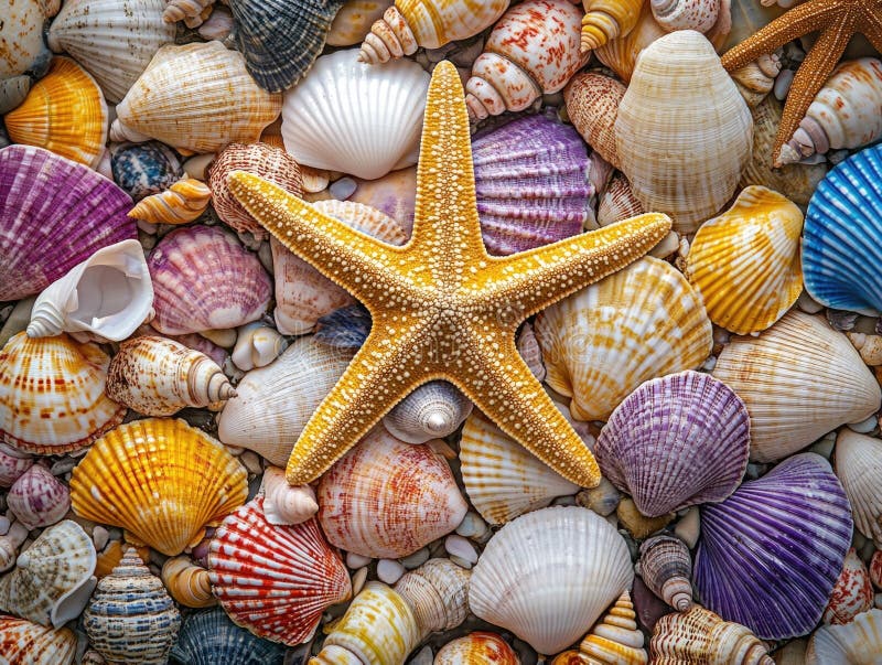Starfish on Shell Pile stock image. Image of underwater - 376892709