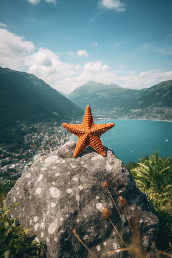 A starfish on a rock stock illustration. Illustration of seashore ...