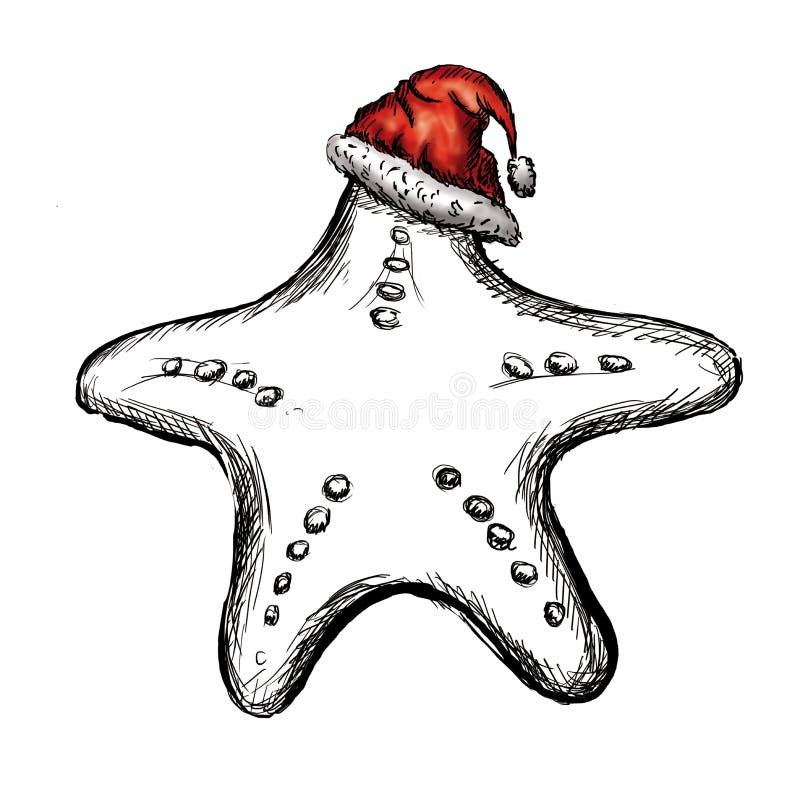 Starfish Santa Claus stock illustration. Illustration of holidays ...