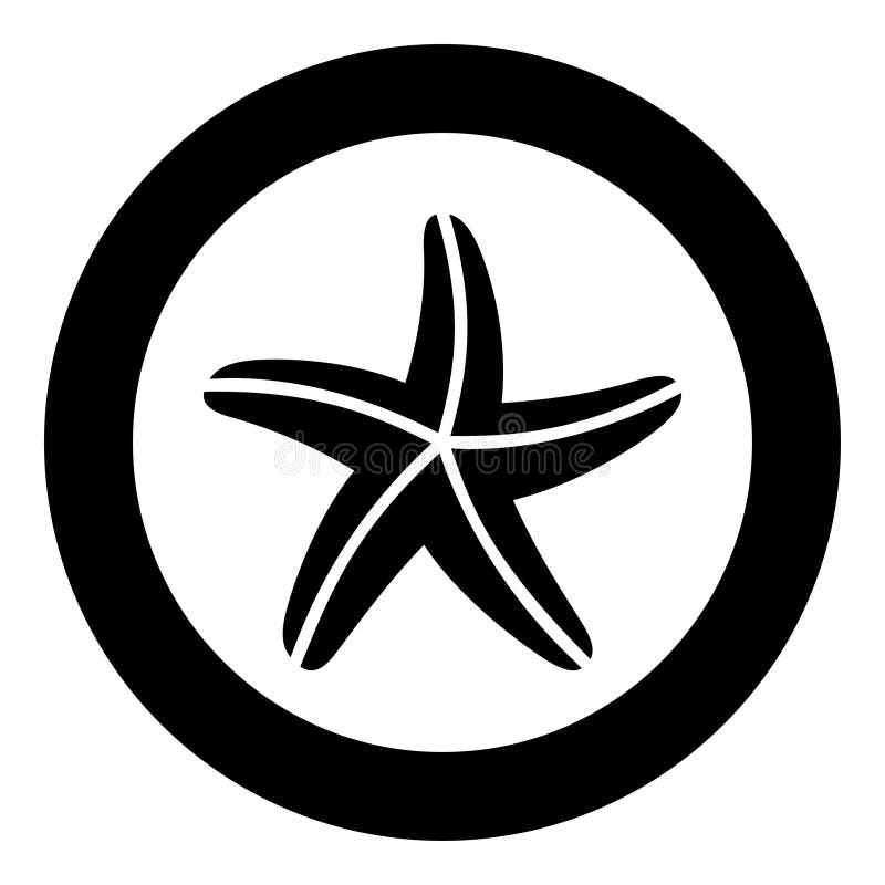 Starfish Sea Star Icon in Circle Round Black Color Vector Illustration Image Solid Outline Style ...