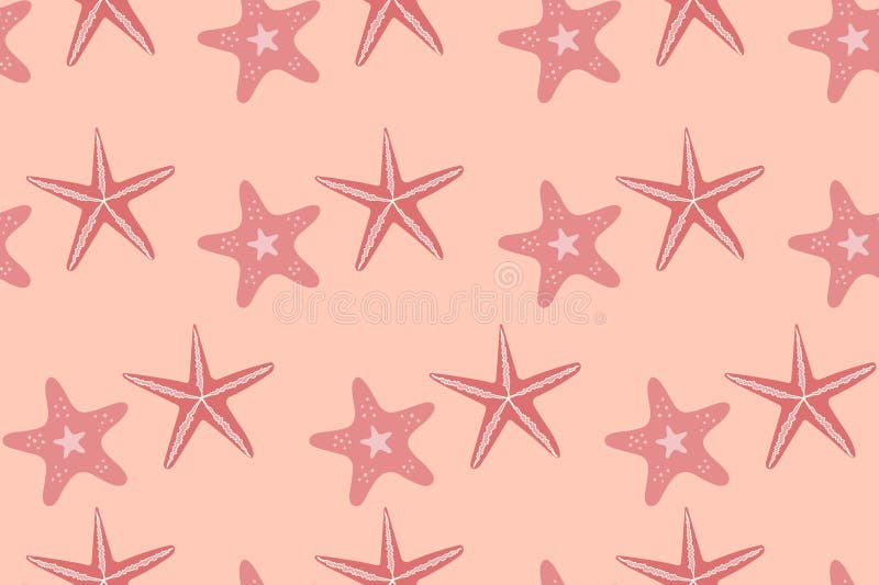 Starfish Seamless Pattern. Hand-drawn Seaside Summer Beach Print Stock ...