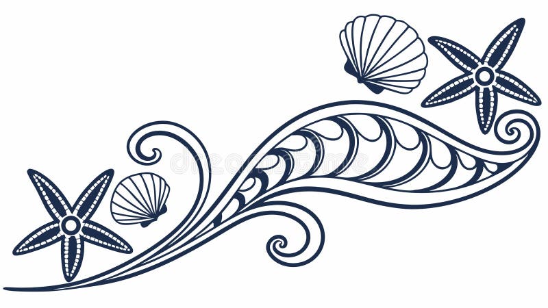 Starfish Seashell Corner Design, Marine Life Nautical Decor, Vector ...