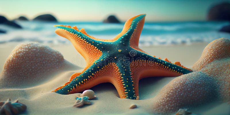 Starfish and Seashell on the Summer Beach in Sea Water. Summer Time ...