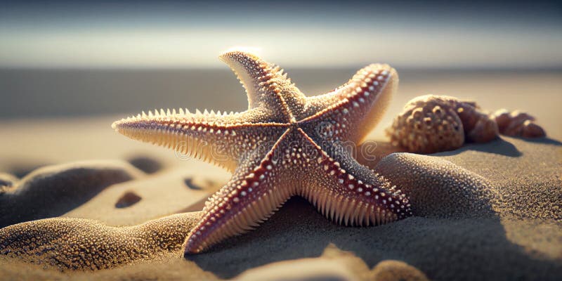 Starfish and Seashell on the Summer Beach in Sea Water. Summer Time ...