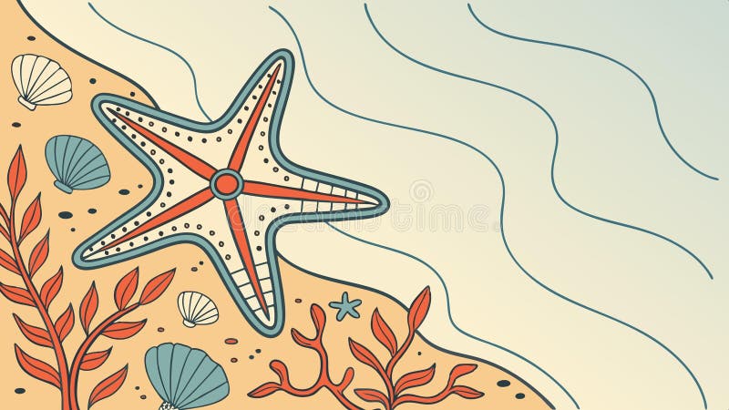 Starfish , Seashells, Beach Elements , Ocean Life Art Vector Design ...