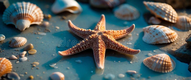 Starfish and Seashells. a Beach Still Life, Captured in a Soft, Dreamy ...