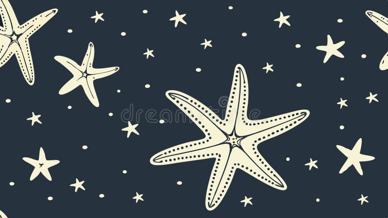 Starfish and Stars Night Sky Seamless Pattern Nautical Celestial ...