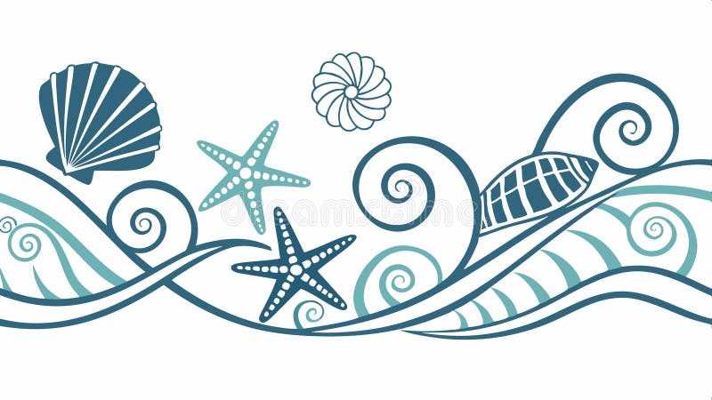 Starfish and Wave Corner Border, Nautical Frame Design Vector Design ...