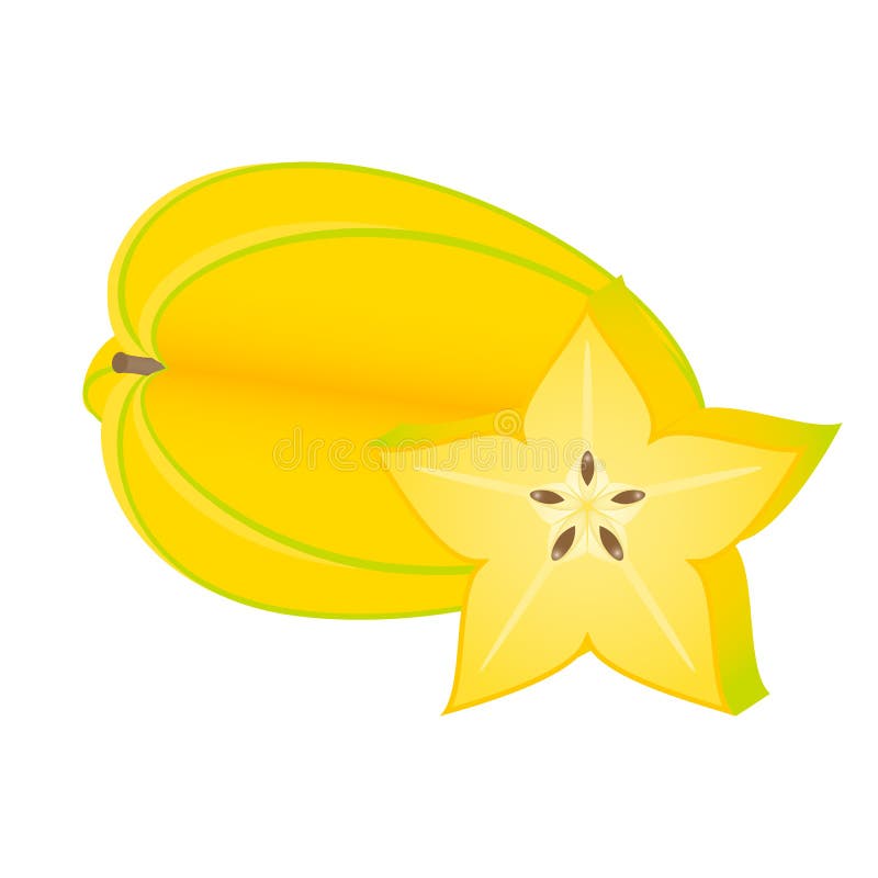 Starfruit aisló en blanco ilustración del vector. Ilustración de parte ...