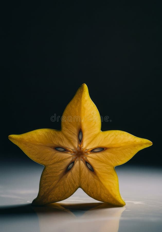 Starfruit Cross Section on Dark Background Stock Illustration ...