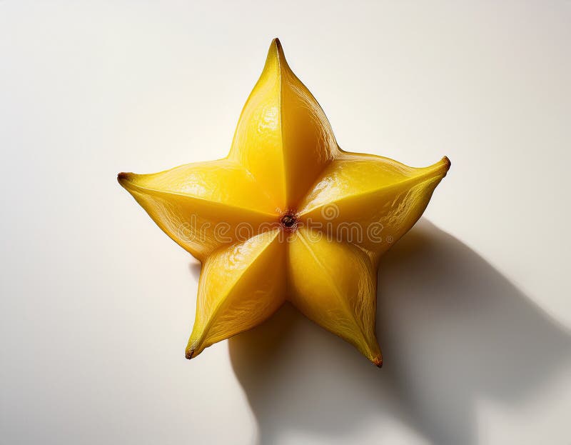 A Starfruit Lying Flat with Its Unique Shape Casting a Shadow on a ...