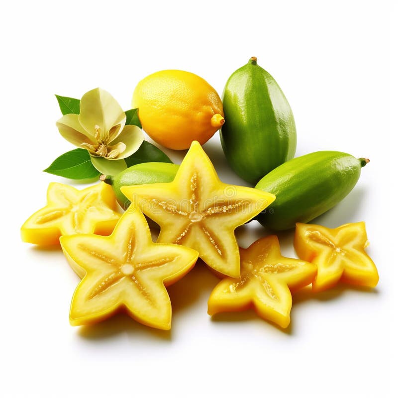 Starfruit on a White Background Stock Illustration - Illustration of ...