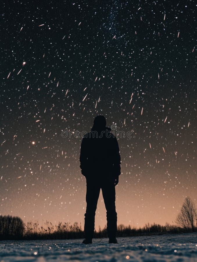 Stargazer at the Edge of Night Stock Image - Image of reflection, night ...